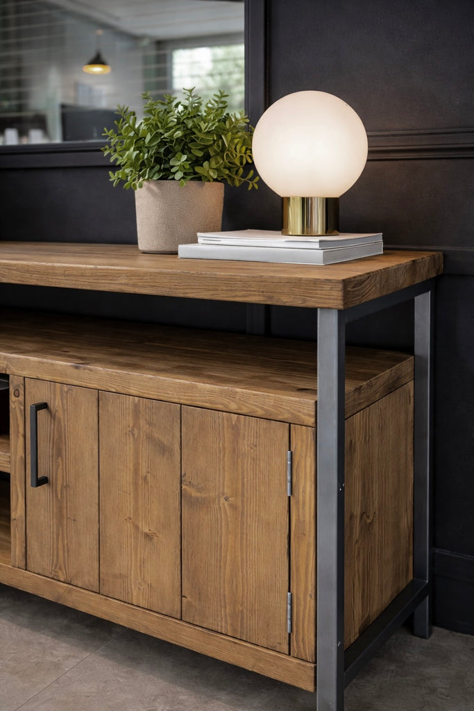 Industrial Sideboard | Media Console Unit, Solid Wooden Storage Cabine ...