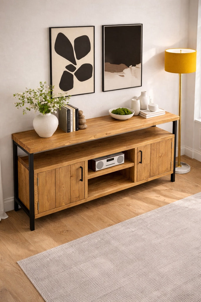 Industrial Sideboard | Media Console Unit, Solid Wooden Storage Cabine ...